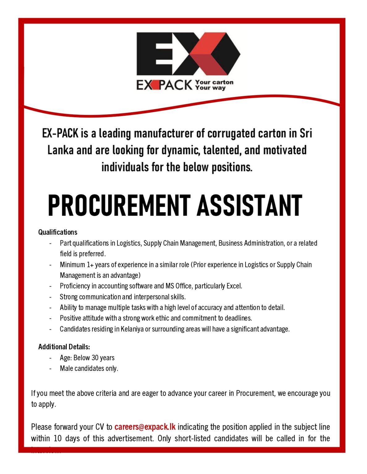 PROCUREMENT ASSISTANT - Expack